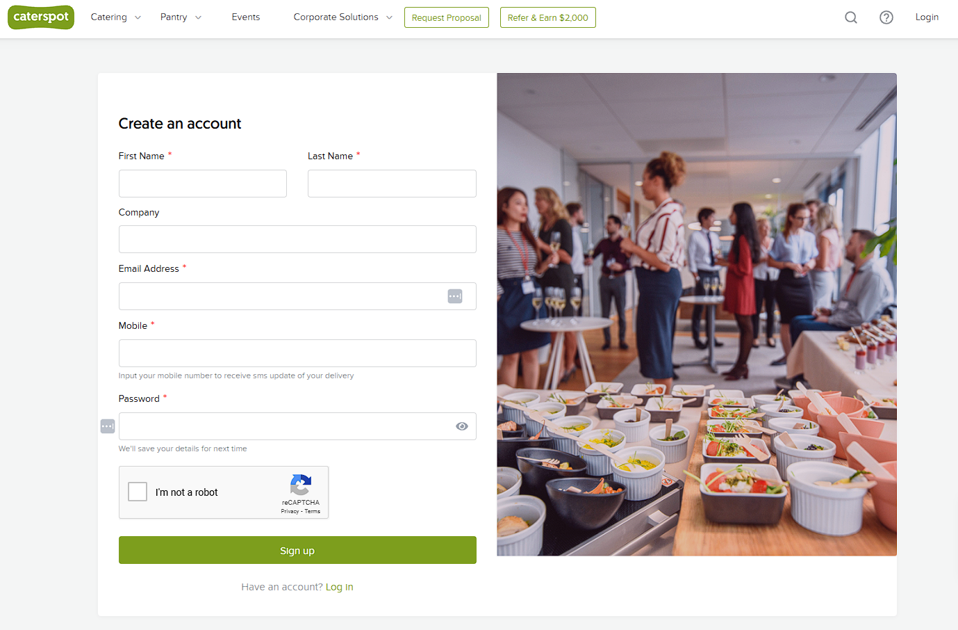 How to create a CaterSpot Account